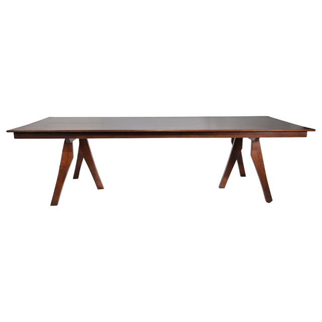 TRESTLE DINING TABLE - HONEY OAK SMALL (BLACK TRESTLE LEGS) - Hire In Style