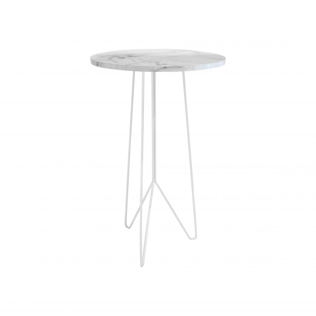 ROUND WIRE BAR TABLE - WHITE MARBLE - Hire In Style