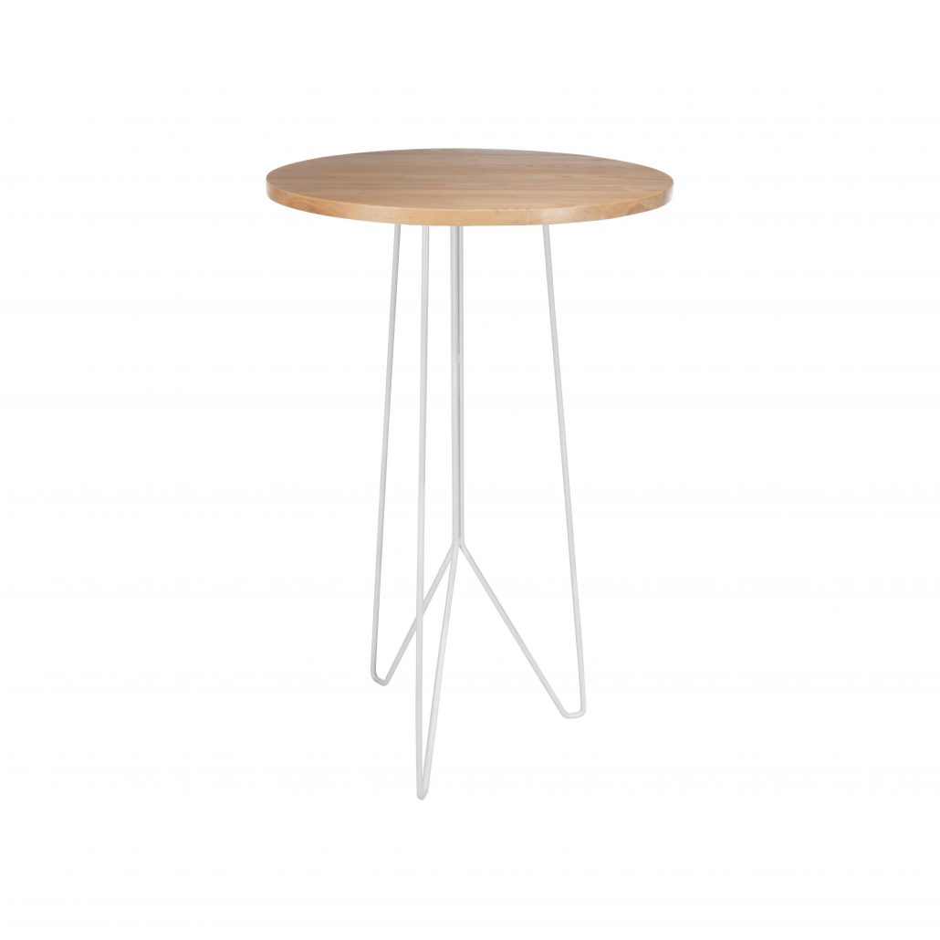 ROUND WIRE BAR TABLE - LIGHT OAK - Hire In Style