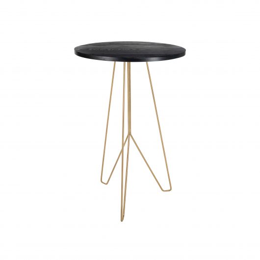 ROUND WIRE BAR TABLE - GOLD BASE BLACK TOP - Hire In Style