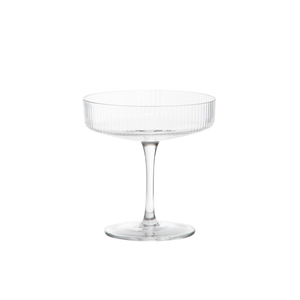 CLEAR RIBBED GLASSWARE - CHAMPAGNE SAUCER - Hire In Style