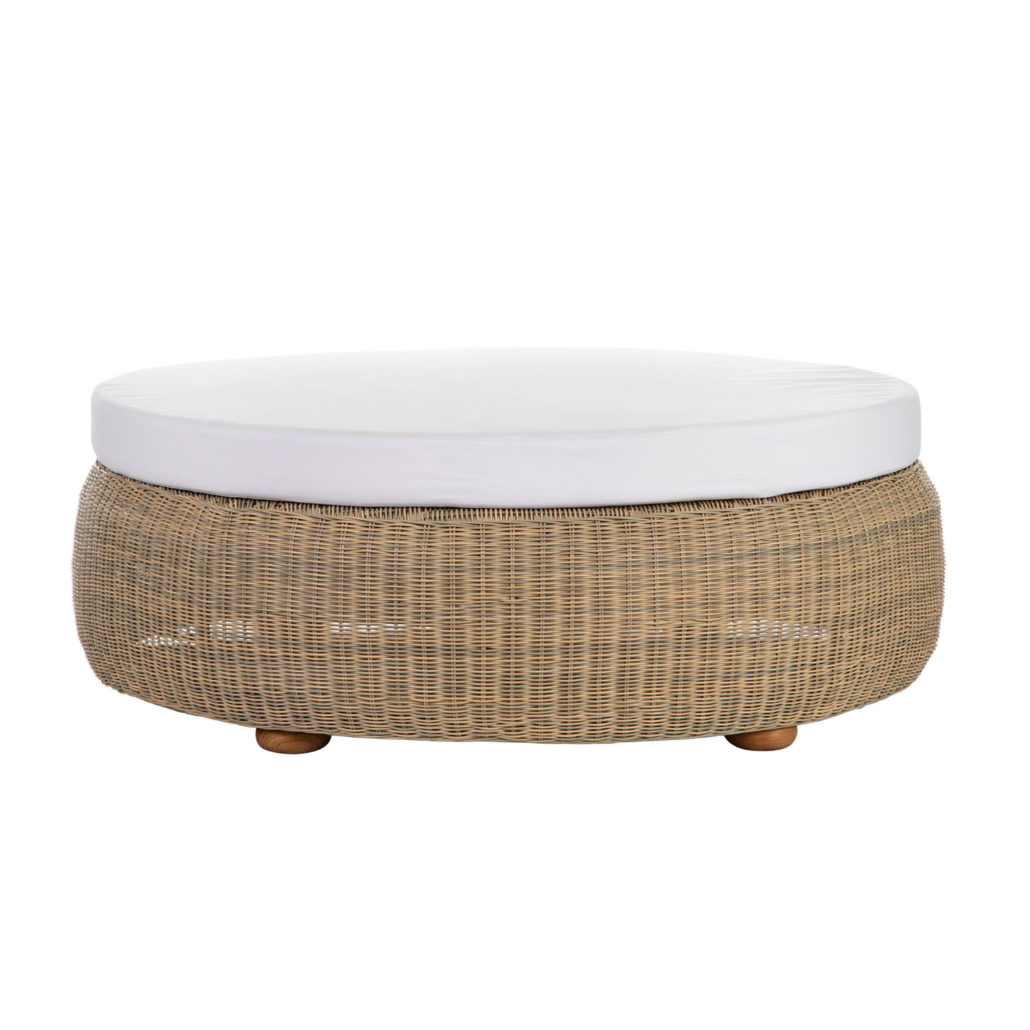 NATURAL RATTAN ROUND OTTOMAN - Hire In Style